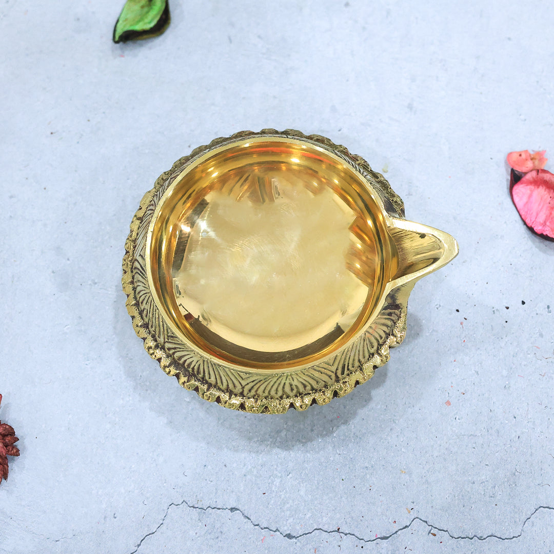 4.25" Wide Brass Kubera Deepam – Sripuram Store