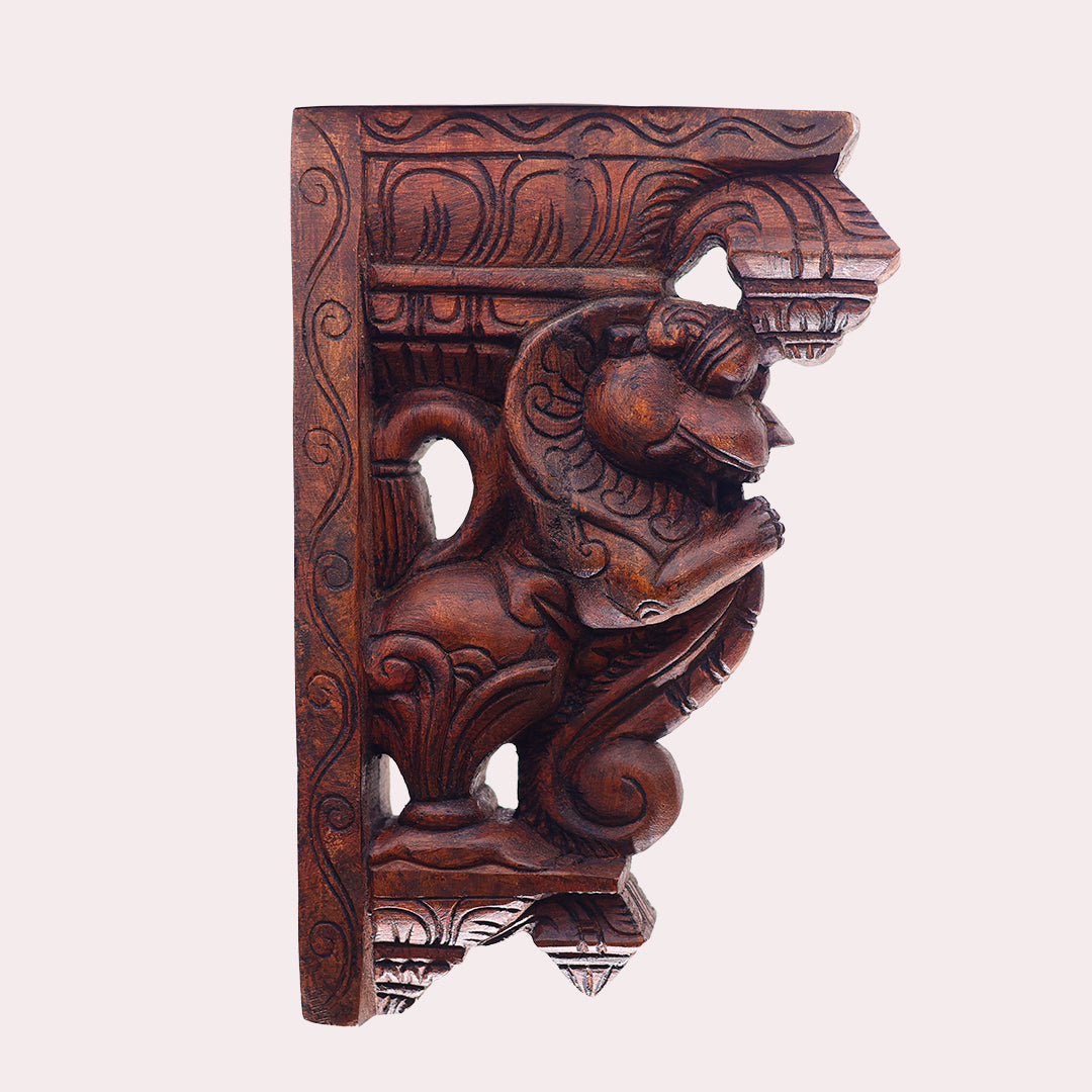 Wooden Lion Yali Wall Bracket – Sripuram Store